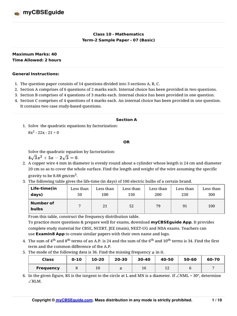 10 Math Basic sp07 | PDF | Circle | Sphere