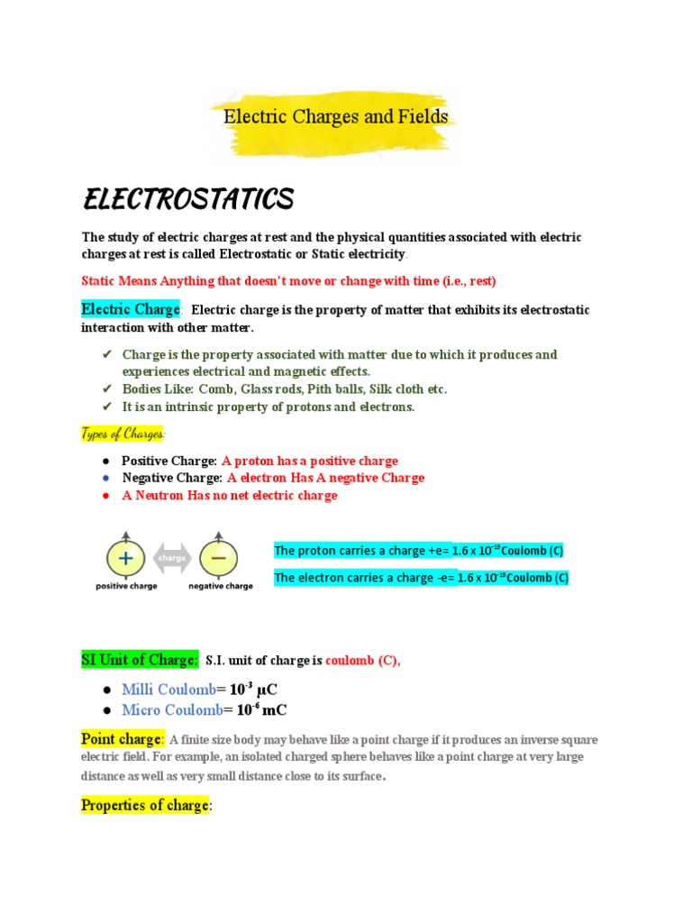 Electrostatics | PDF | Electric Charge | Electric Field