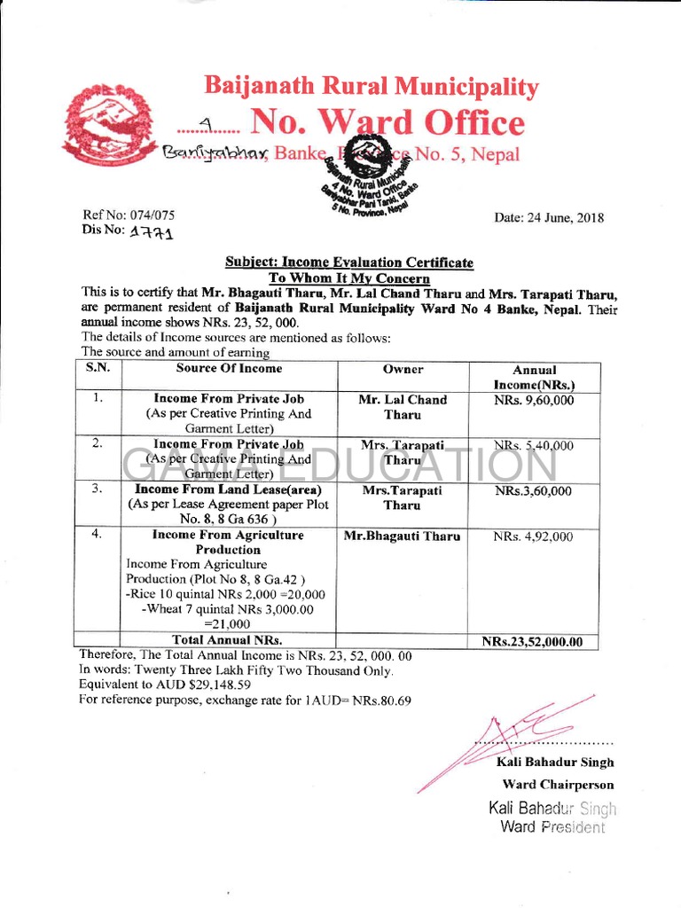 Income Certificate 1 | PDF | Lease
