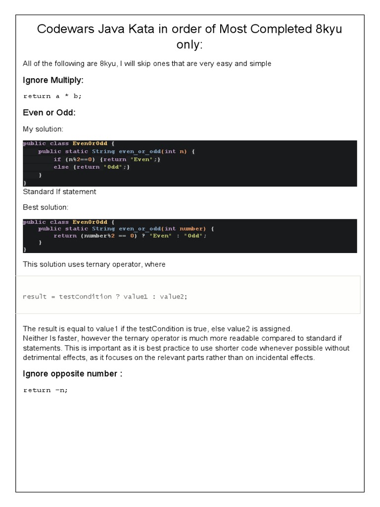 Most Completed 8kyu Java Katas | PDF | String (Computer Science ...