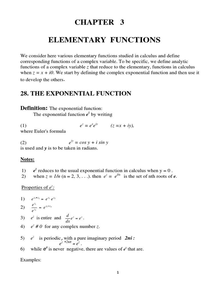 Elementary Functions Formulae | PDF | Trigonometric Functions | Logarithm