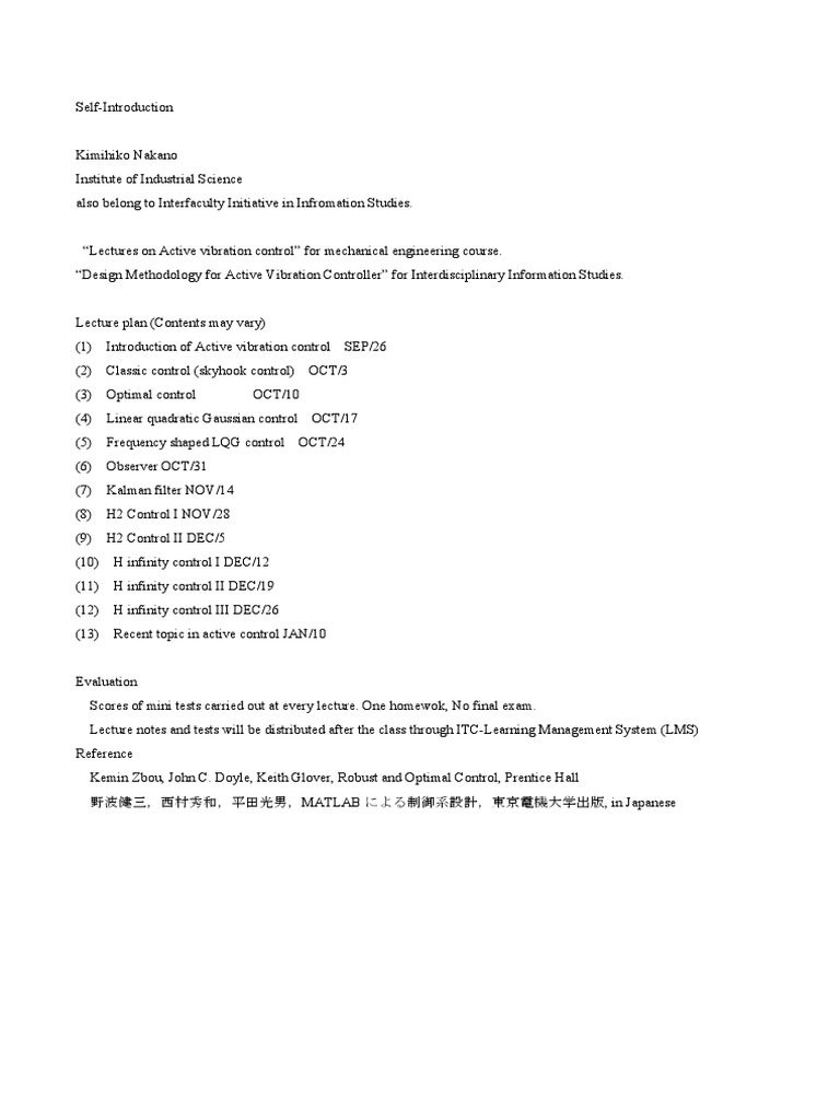 Lecture 1 Robust and Optimal Control | Download Free PDF | Resonance ...