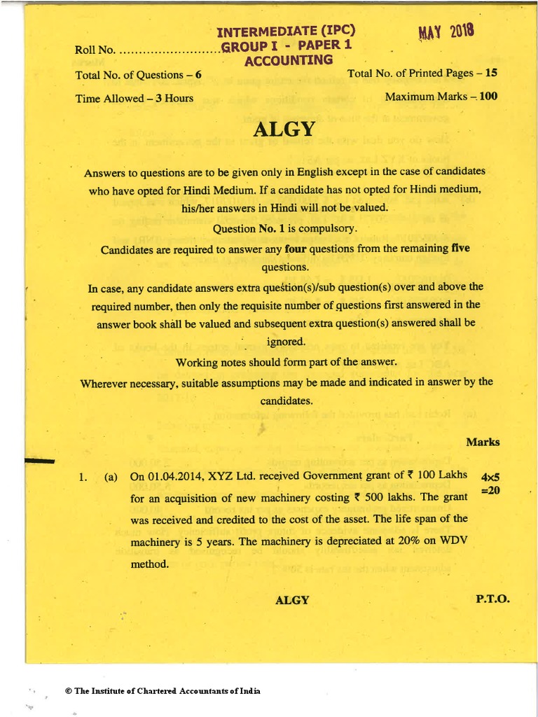 CA Inter p1 Accounts All Question Papers Answers @CA Inter | PDF ...