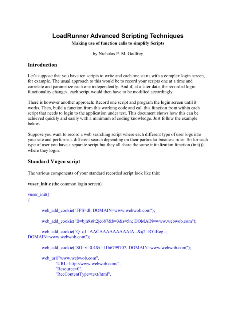 Load Runner Advanced Scripting Techniques | PDF