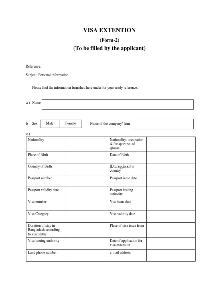 Visa Extention: (To Be Filled by The Applicant) | Download Free PDF ...