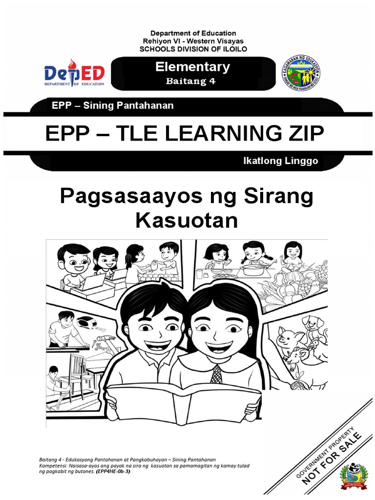 Epp - Tle Learning Zip Pagsasaayos NG Sirang Kasuotan: Elementary | PDF