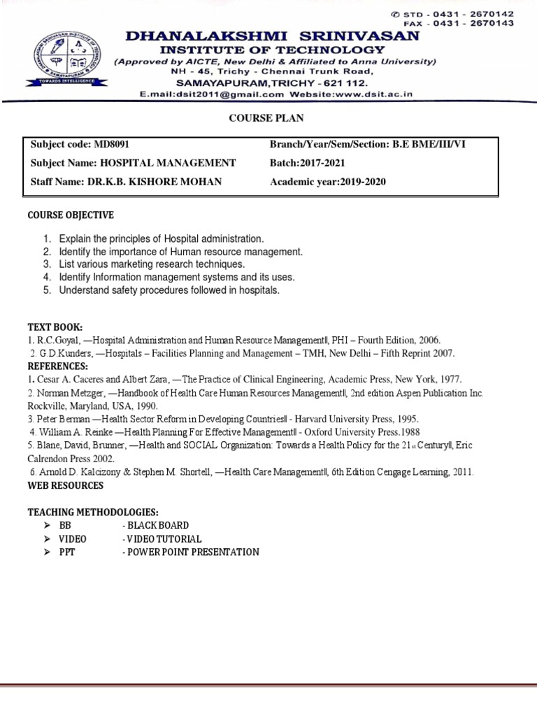 MD8091 HM Course Plan | Download Free PDF | Consumer Behaviour | Iso 9000