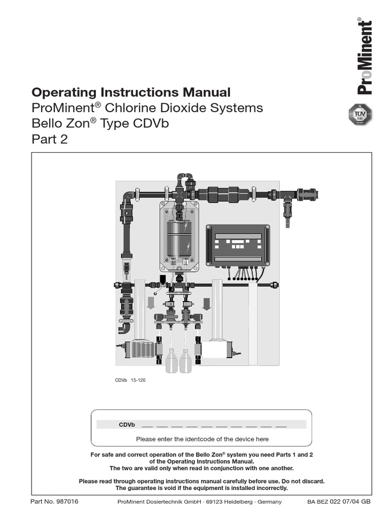 Operating Instructions Manual: Prominent Chlorine Dioxide Systems Bello ...