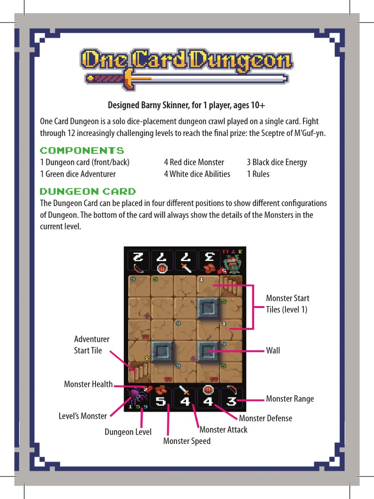 One Card Dungeon Rules | PDF | Gaming