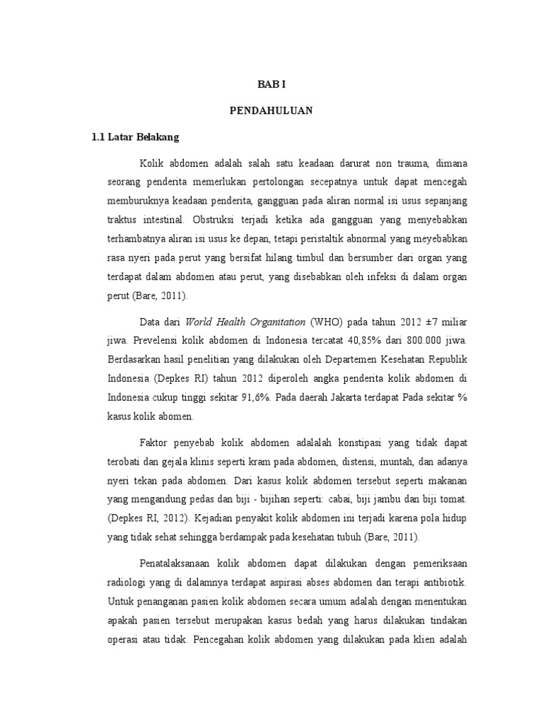 BAB I KTI Kolik Abdomen | PDF | Pengembangan Diri | Kesehatan Holistik