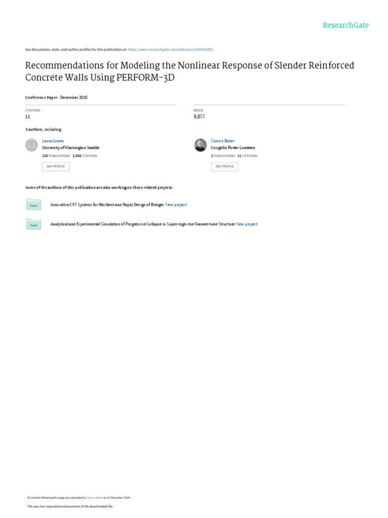 Recommendations For Modeling The Nonlinear Response of Slender ...