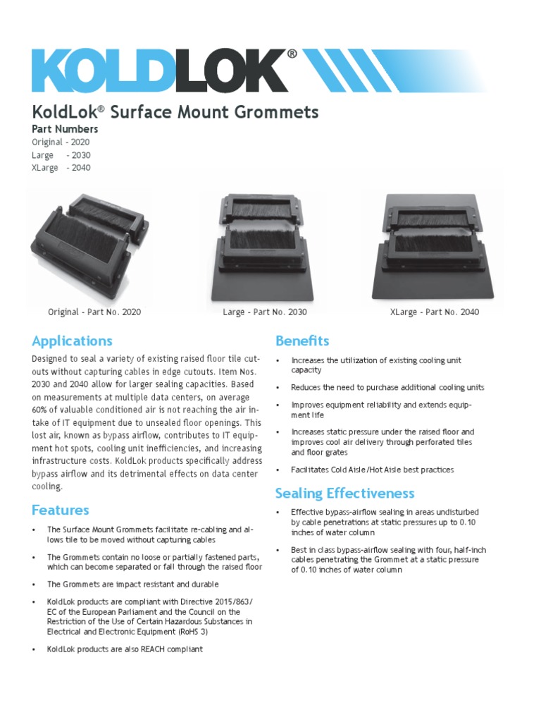 Koldlok Surface Mount Grommets: Applications Benefits | PDF | Data ...