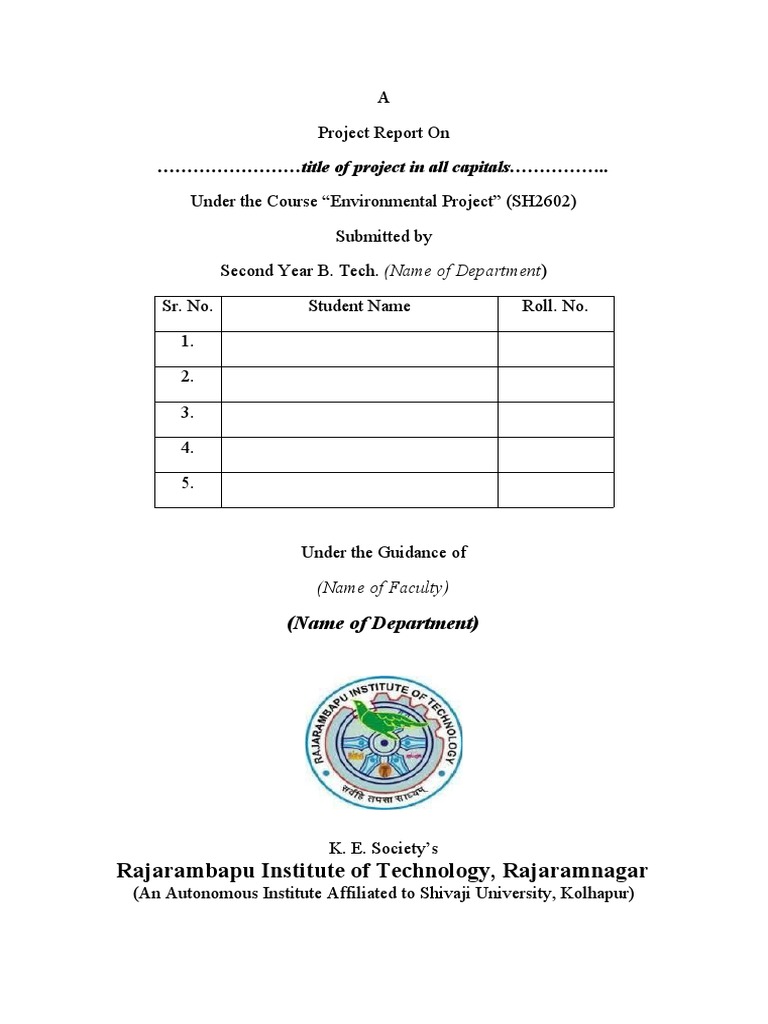 B.Tech Environmental Project Report | PDF