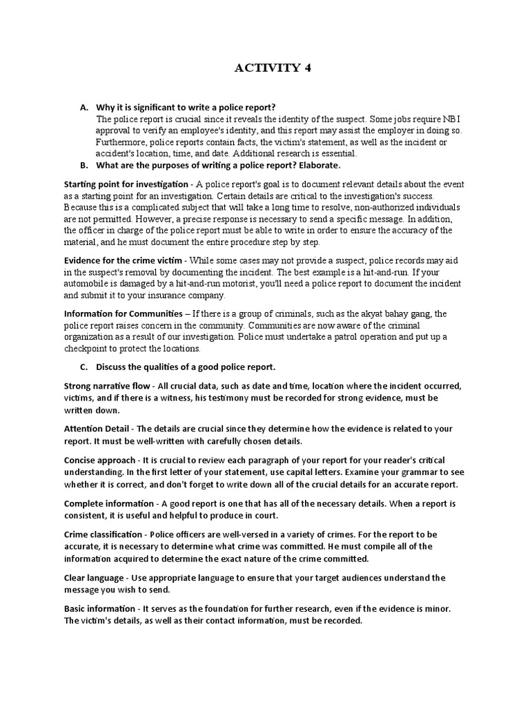 Activity 4 | PDF | Police | Criminal Record