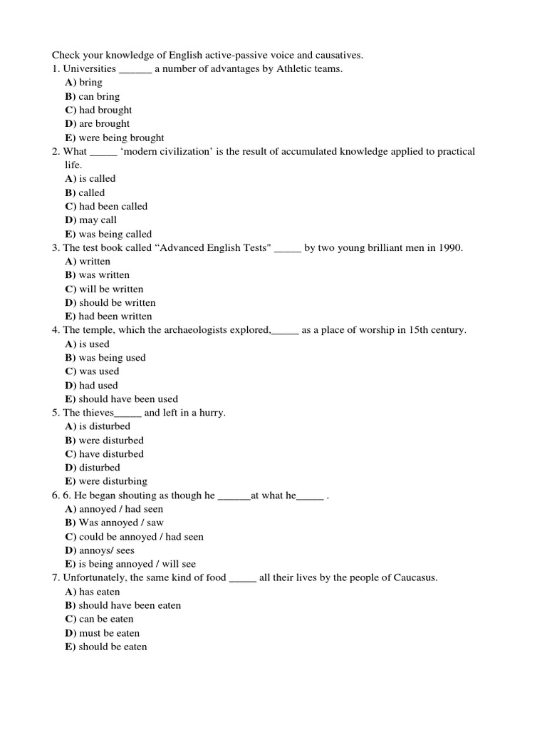 Active Passive Causative | PDF