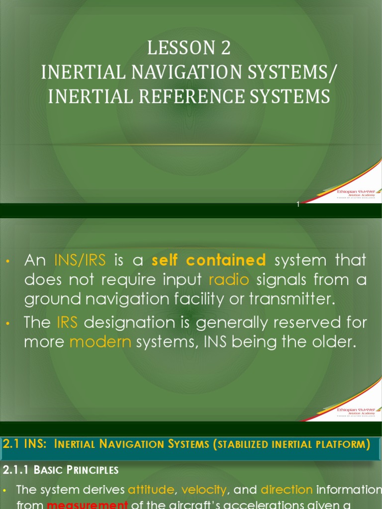 Lesson 2 Inertial Navigation Systems Inertial Reference Systems Pdf Inertial Navigation