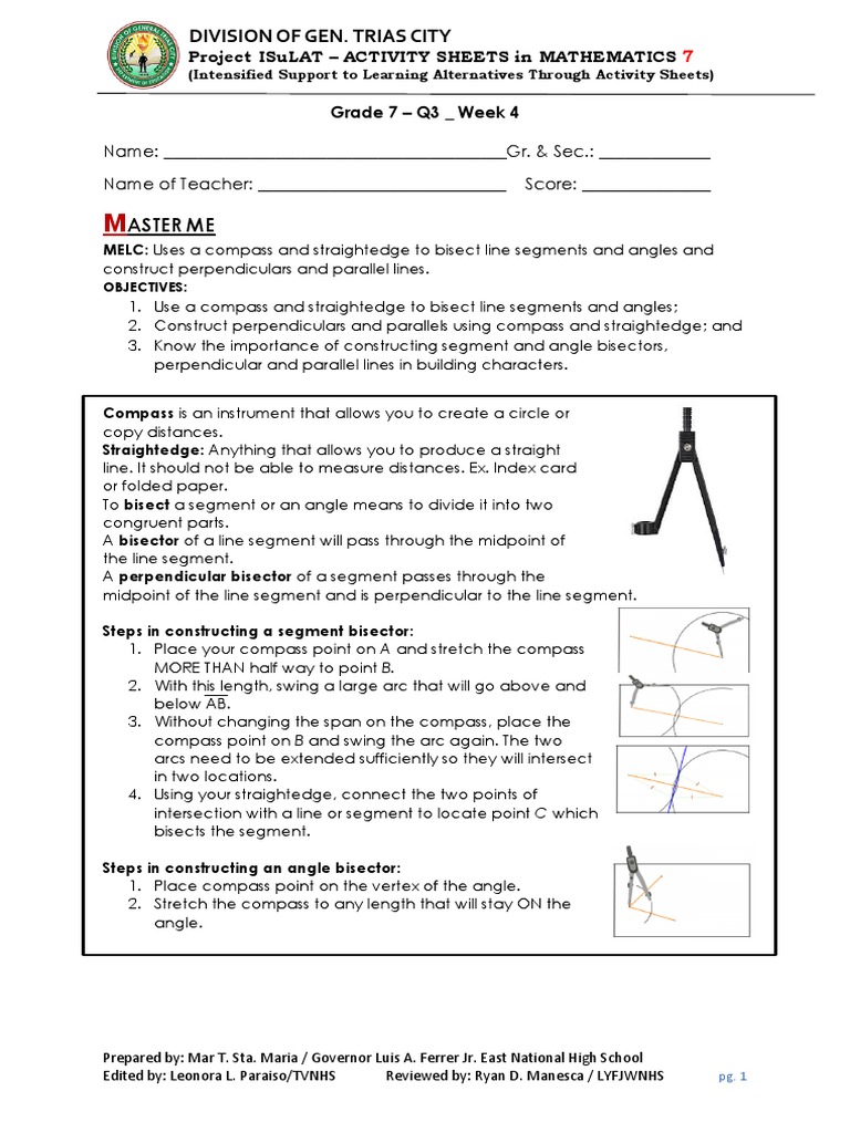As Math-7 Q3 W4 | PDF | Angle | Perpendicular
