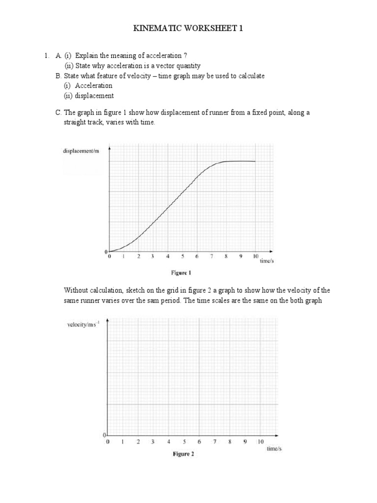 Kinematic Worksheet 1 | PDF | Acceleration | Kinematics