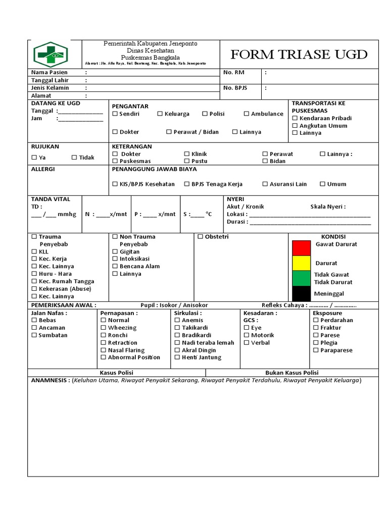 Form Triase UGD Bangkala | PDF