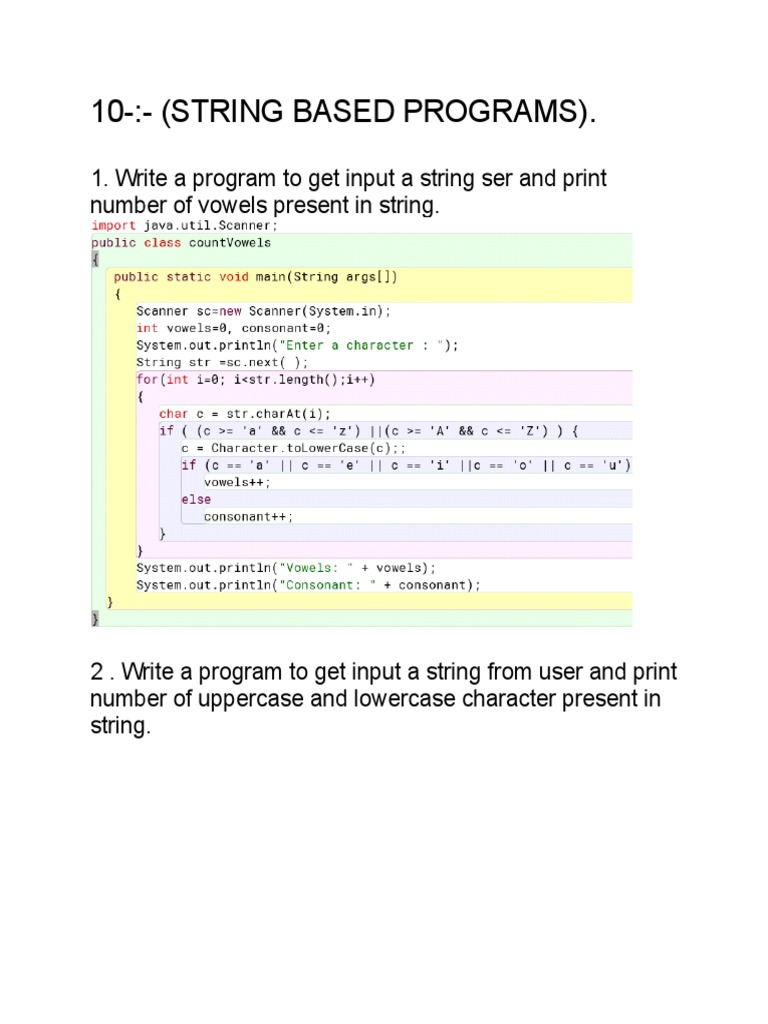 10 String Based Programs | PDF 10 String Based Programs | PDF