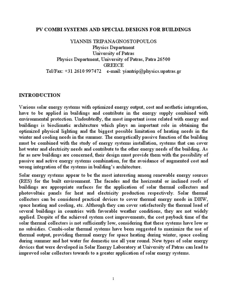 PV Combi Systems | PDF | Photovoltaics | Solar Energy
