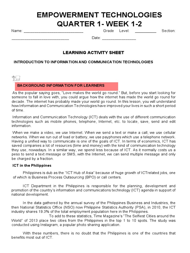 Empowerment Through ICT Awareness | PDF | Information And ...