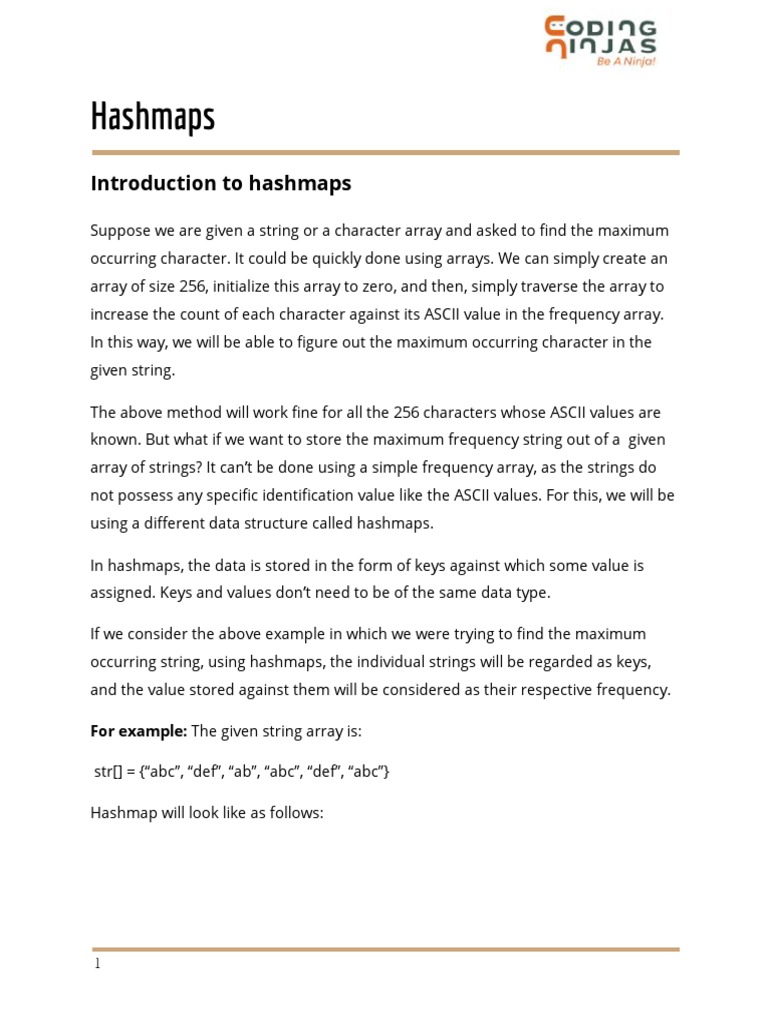 Introduction To Hashmaps Pdf Array Data Structure String Computer Science 9724