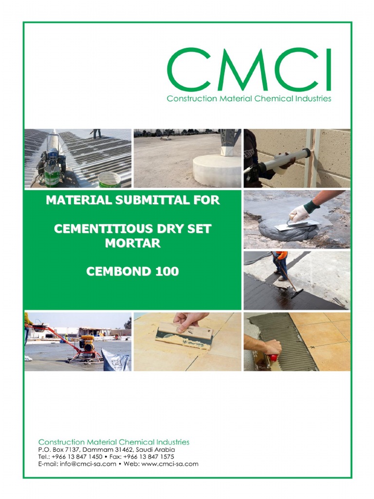 Full Submittal Cembond 100 | PDF | Cement | Tile