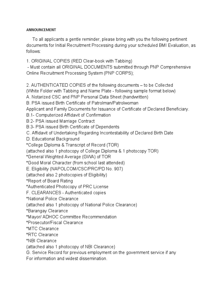 Recruitment Application Form - PNP 2021 | PDF