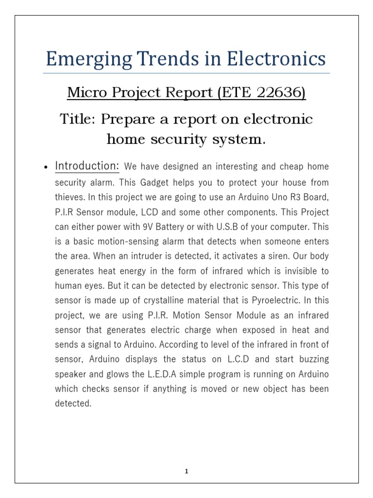 ETE Micro Project | PDF | Arduino | Security Alarm