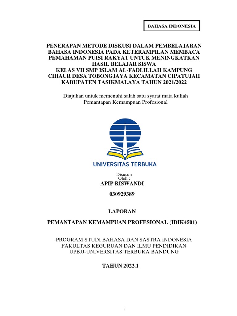 Laporan PKP APIP RISWANDI | PDF