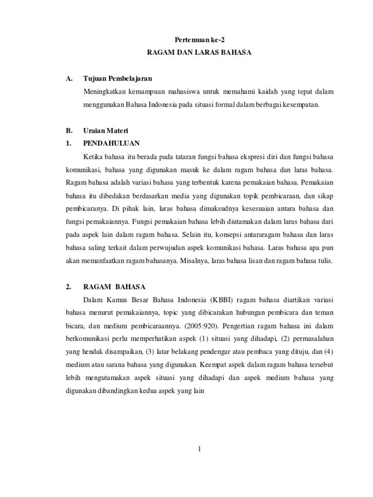 Modul Bahasa Indonesia Pertemuan 2 | PDF
