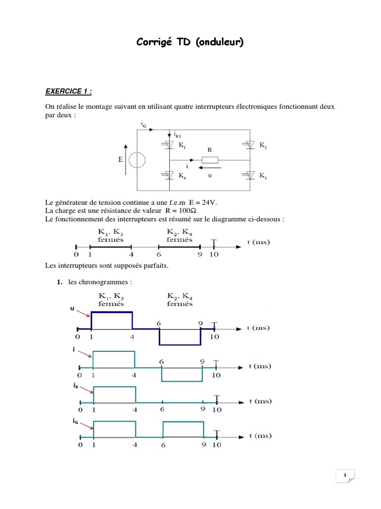 Corrigé TD Onduleur | PDF | Onduleur | Électricité