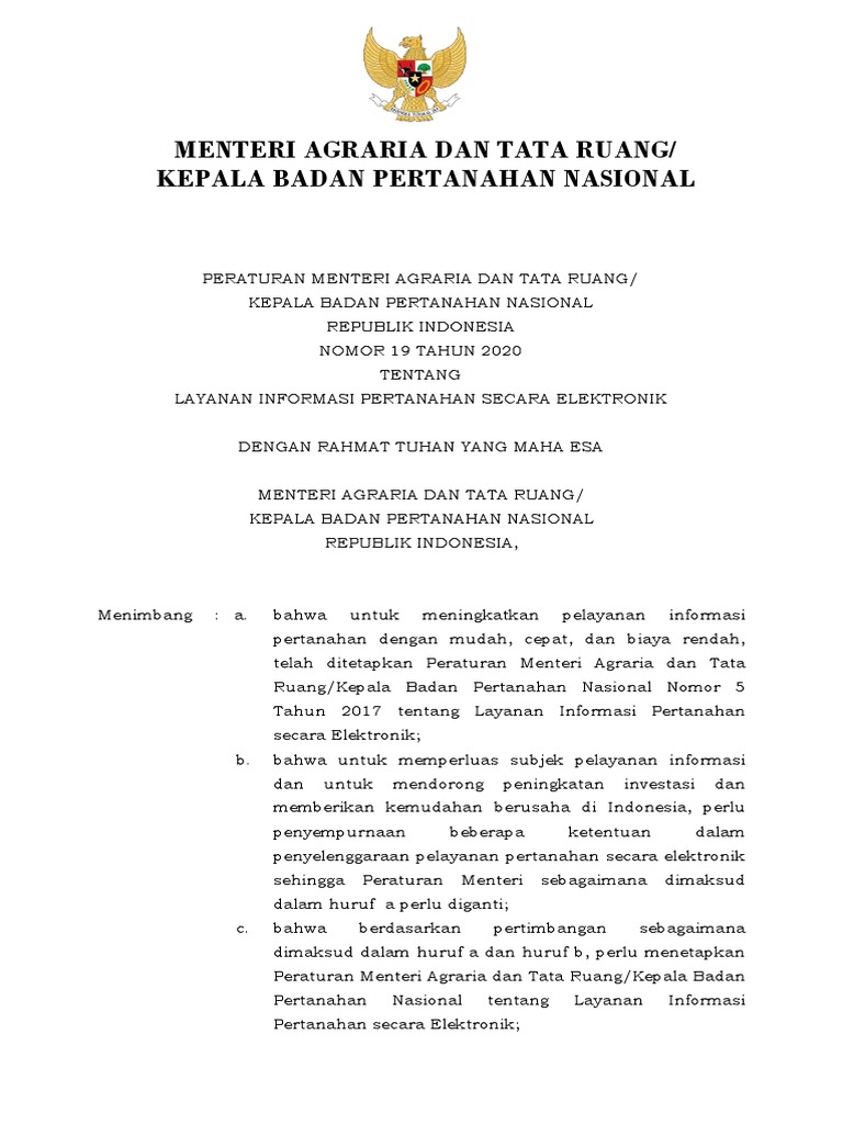 Permen Atr BPN 19 2020 | PDF