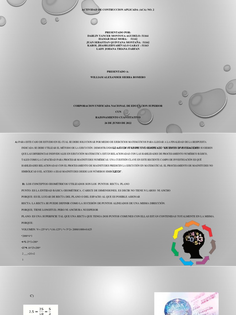 Entrega Aca 2, Razonamiento Cuantitativo | Descargar gratis PDF | Geometría | Conceptos matemáticos