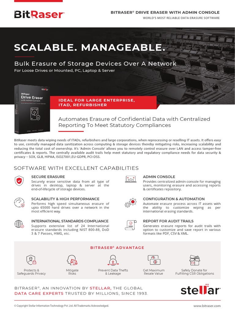 BitRaser Drive Eraser With Admin Console Factsheet | PDF | Computing ...
