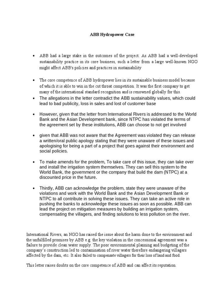 ABB Hydropower Case: Failed To Compensate Villagers For Their Loss of ...