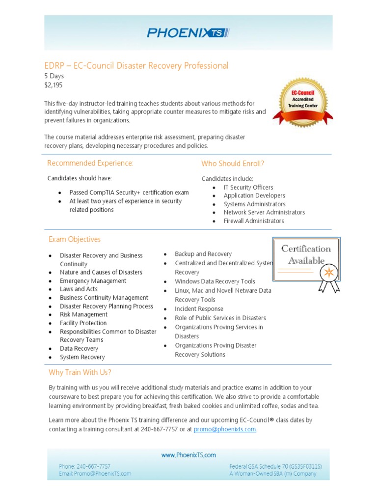 EDRP - EC-Council Disaster Recovery Professional: Who Should Enroll ...