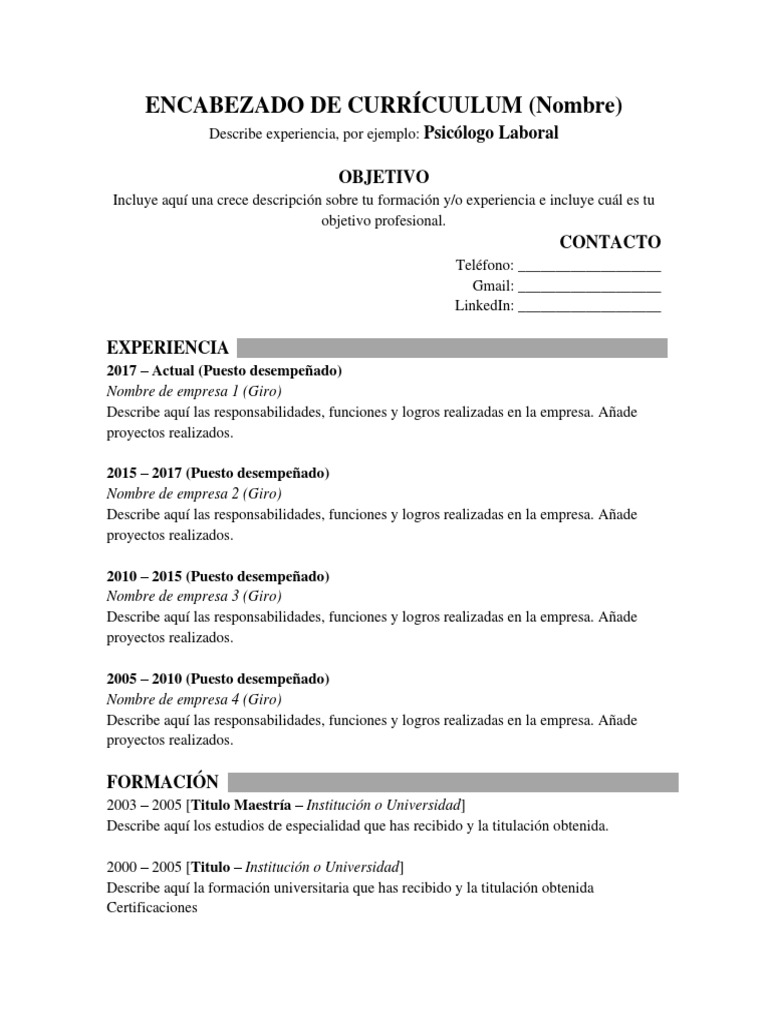 Plantilla CV ATS | PDF