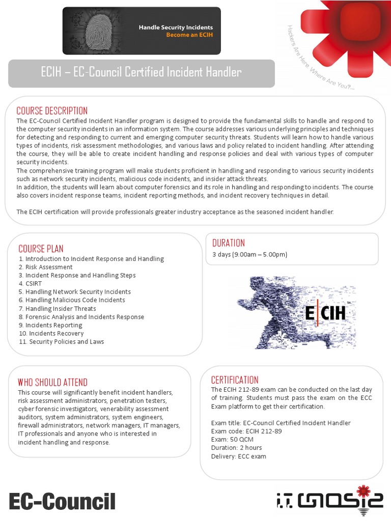 ECIH - EC-Council Certified Incident Handler: Course Description | PDF ...
