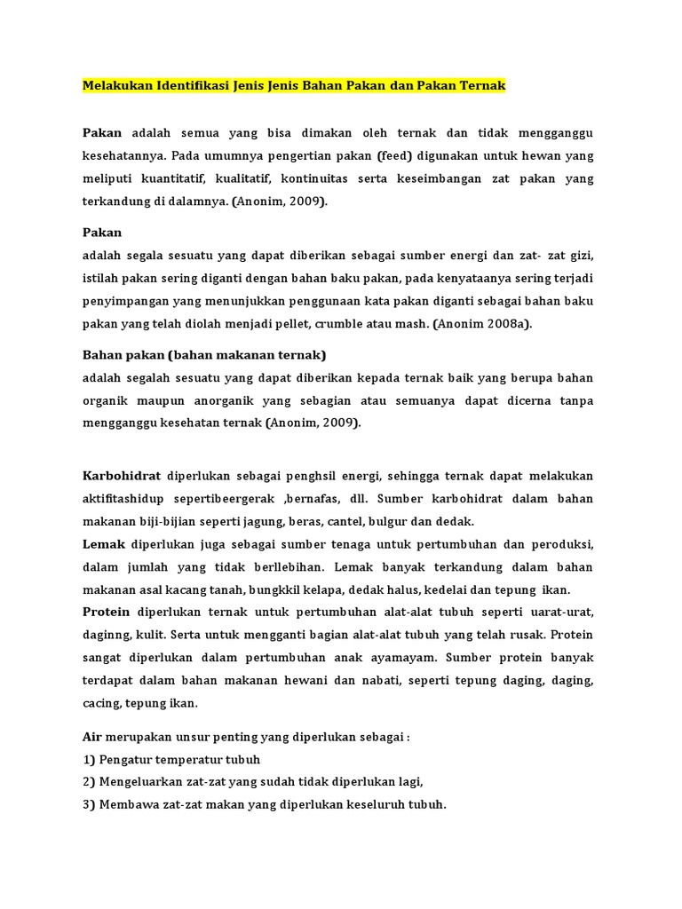 Rangkuman Dasar Pakan Ternak X Atr | PDF