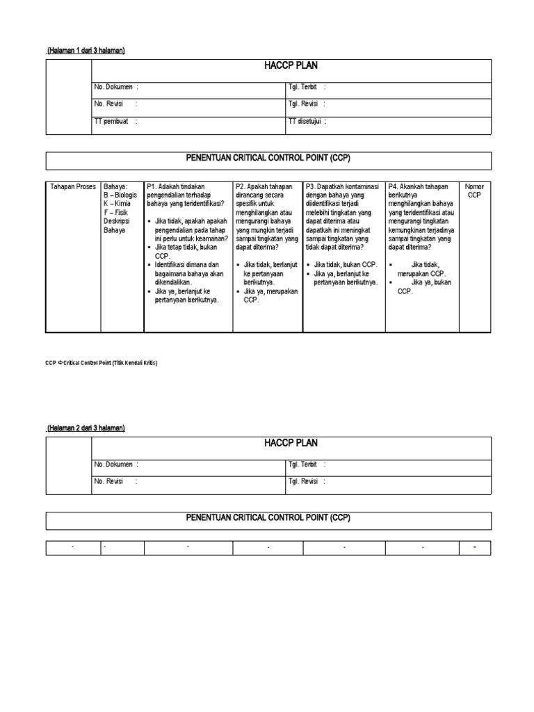 SOP Penentuan CCP (Proses) | PDF