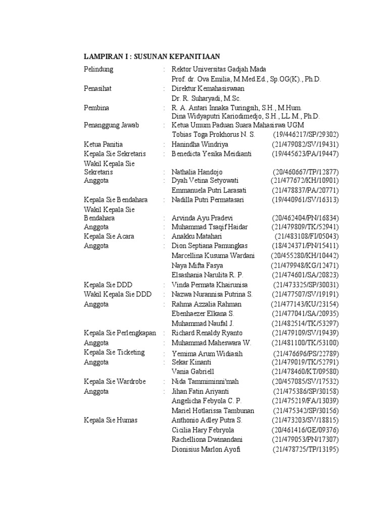 Daftar Panitia Precomp | PDF