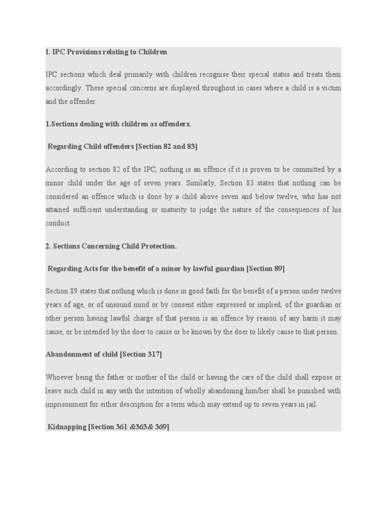 Ipc Provisions For Protection of Children | PDF | Human Trafficking ...