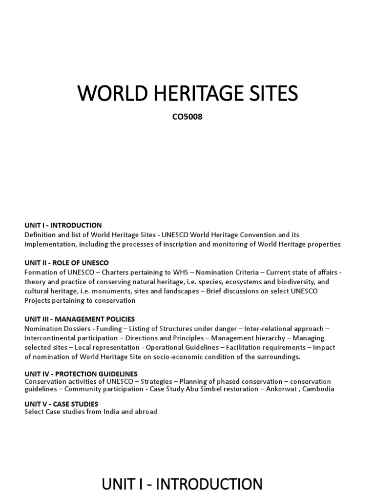World Heritage Site Unit 1 Pdf World Heritage Site Cultural Heritage
