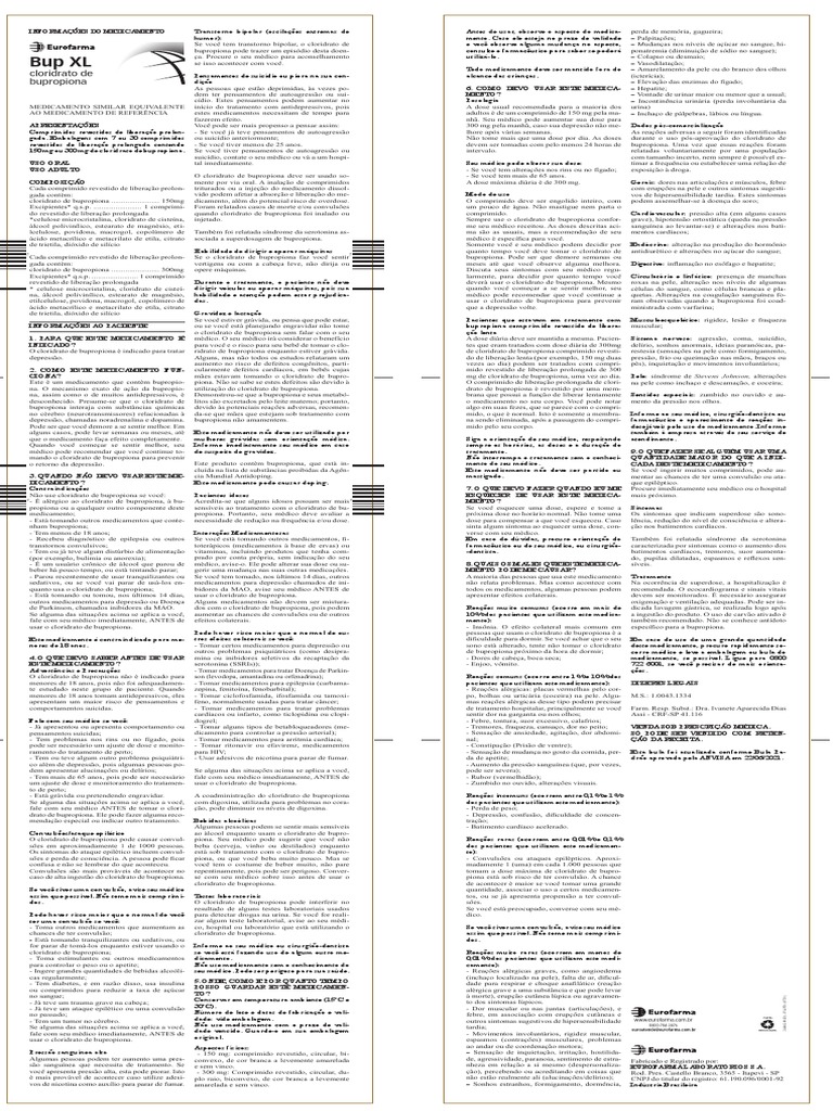 Bup XL | PDF | Epilepsia | Depressão