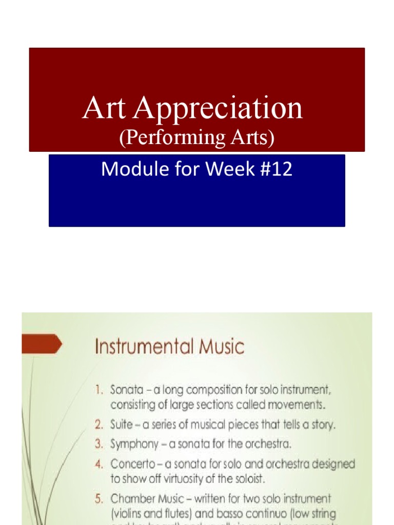 Art Appreciation: (Performing Arts) Module For Week #12 | PDF