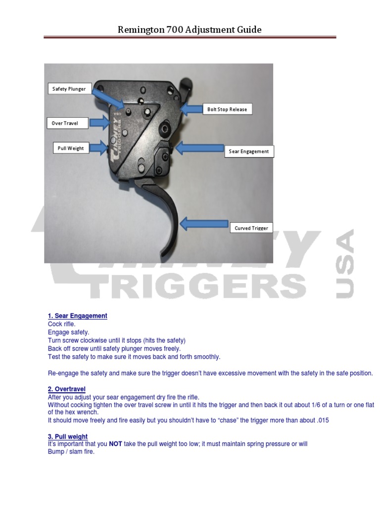Remington 700 Adjustment Guide | PDF | Trigger (Firearms) | Rifle