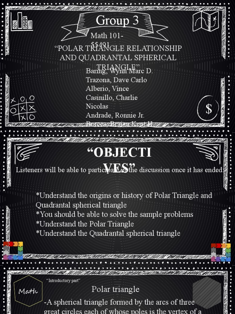 Group 3: "Polar Triangle Relationship and Quadrantal Spherical Triangle ...