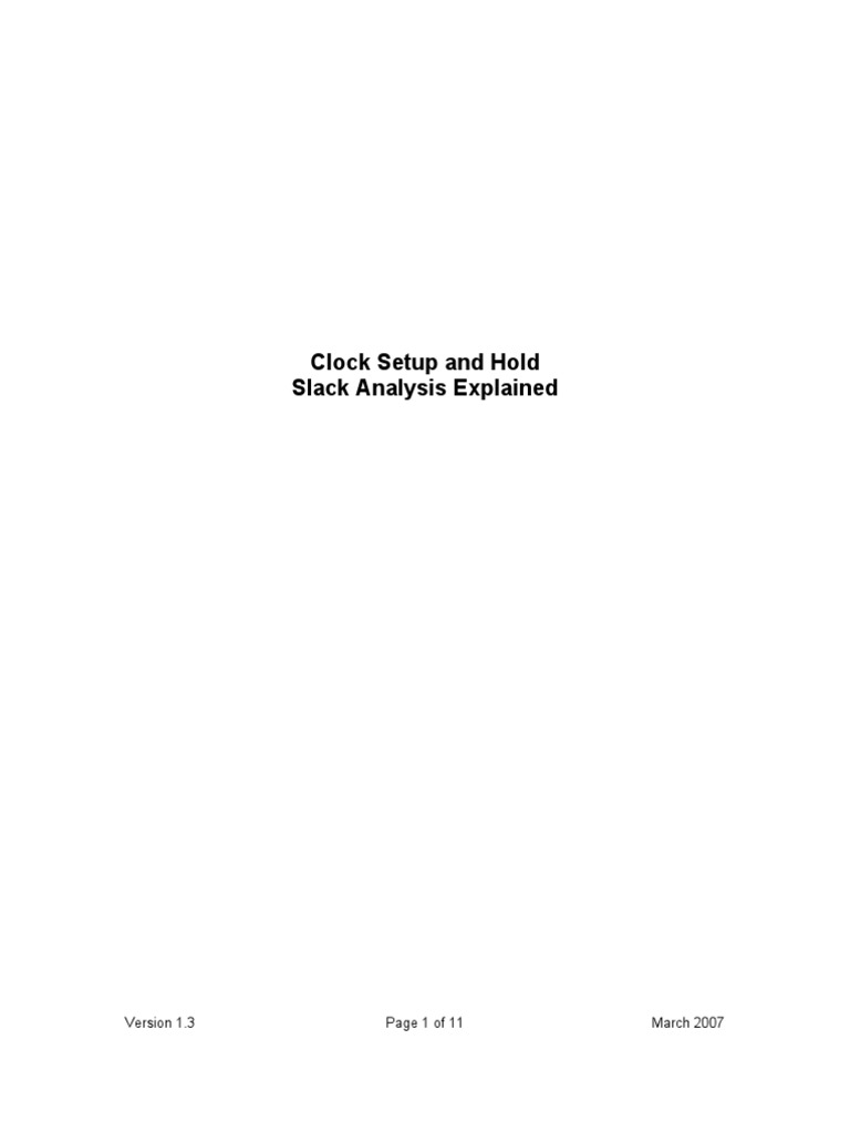Clock Setup and Hold Slack Explained | PDF | Electronic Circuits ...